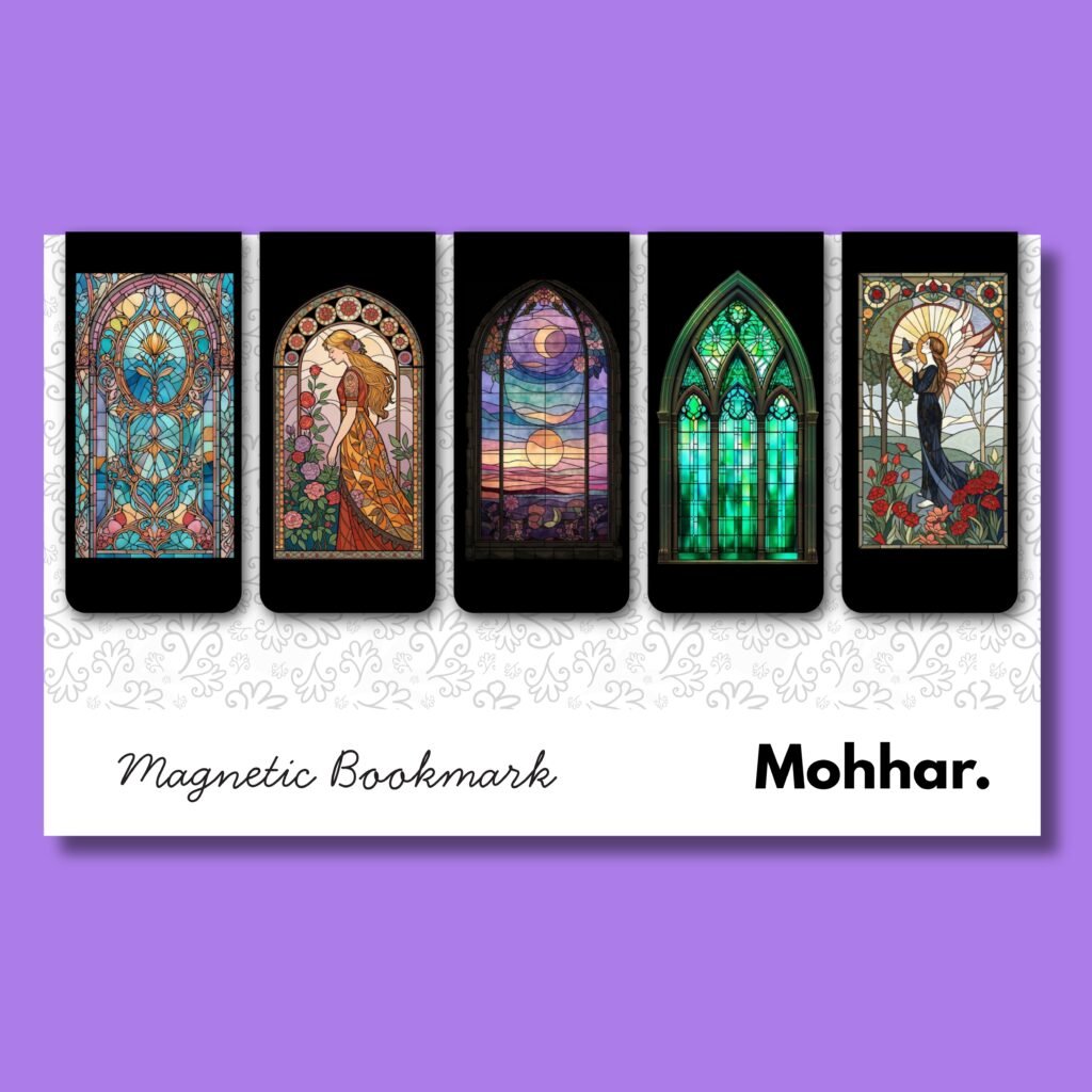 Glass Painting Art Magnetic Bookmarks Set of 5 – Colorful Stained Glass ...