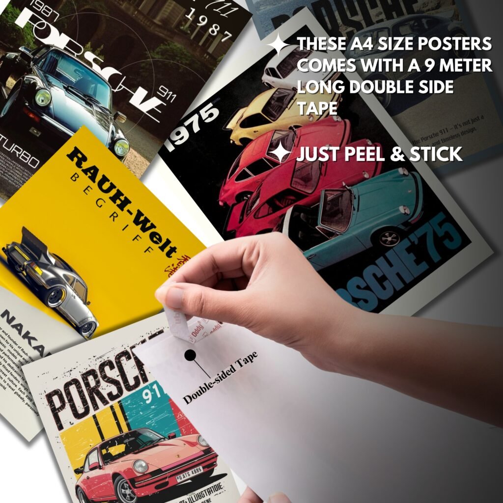Porsche Car Posters Set of 12 – A4 Sports Car Wall Art Prints for Room ...